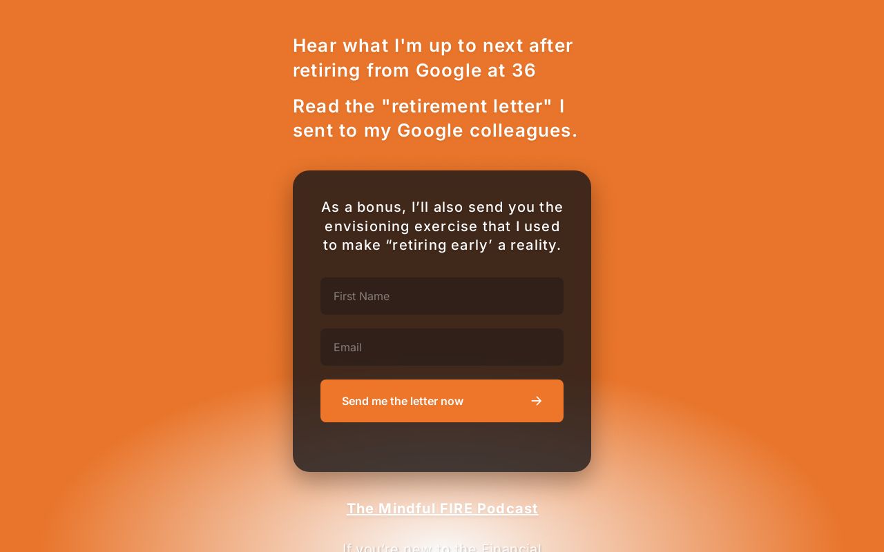 Adam Coelho Google Retirement Letter and Envisioning Exercise
